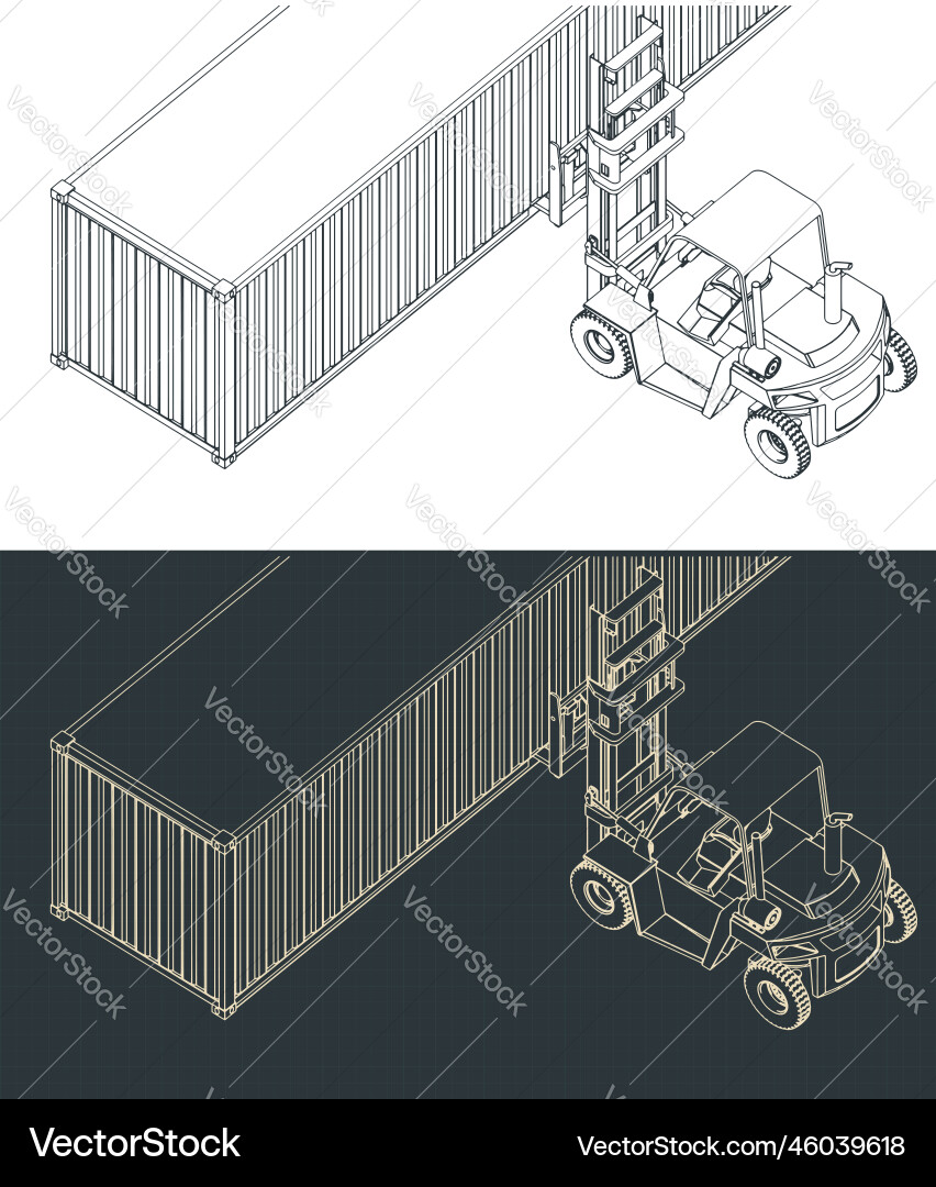 Forklift and container close-up Royalty Free Vector Image