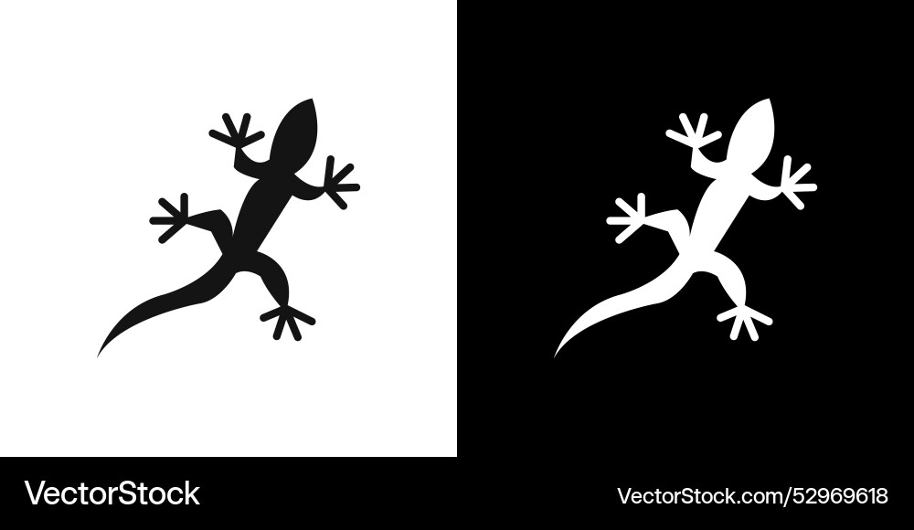 Gecko icon flat fill set collection Royalty Free Vector