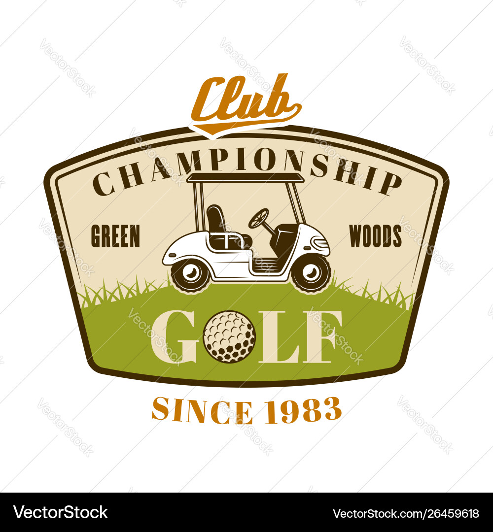 Golf cart colored emblem badge logo Royalty Free Vector
