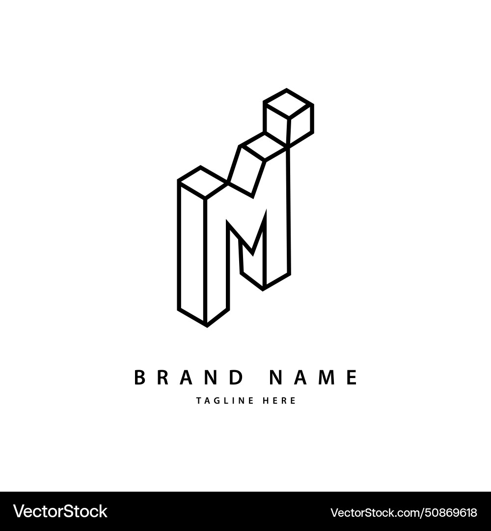 Line 3d letter m logo design template Royalty Free Vector