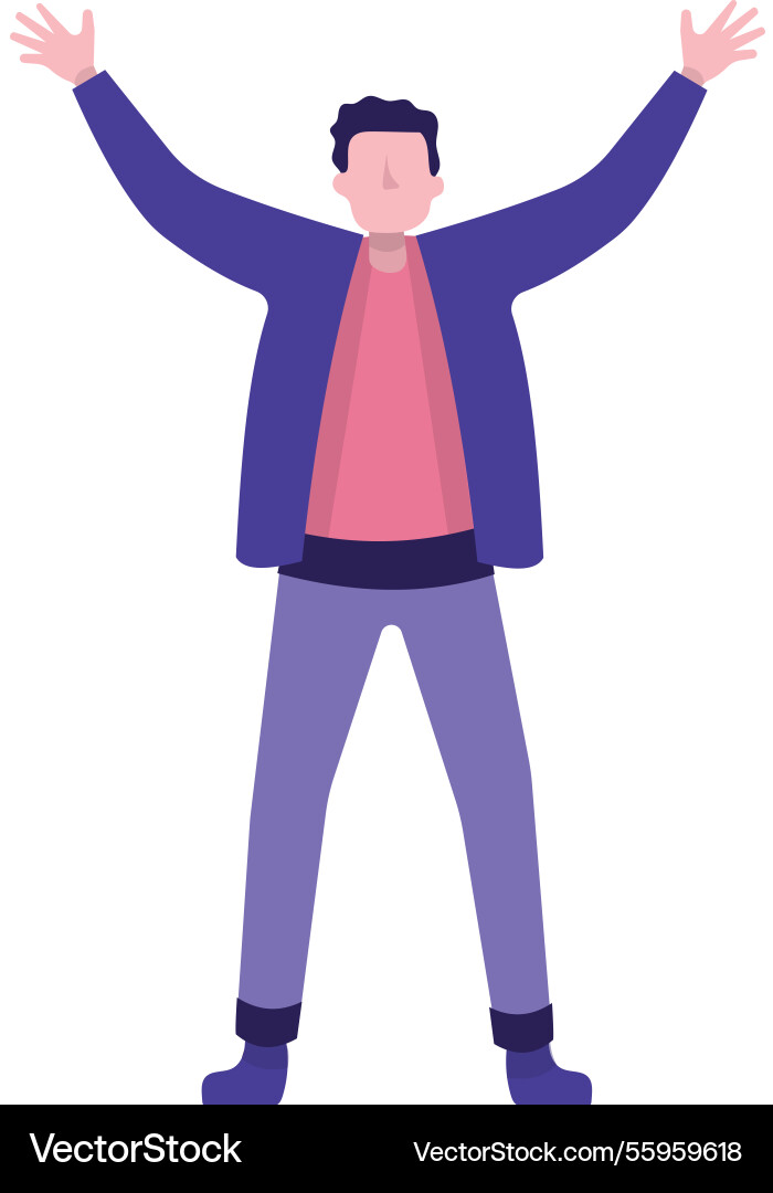 Man with wide arms celebrate victory Royalty Free Vector