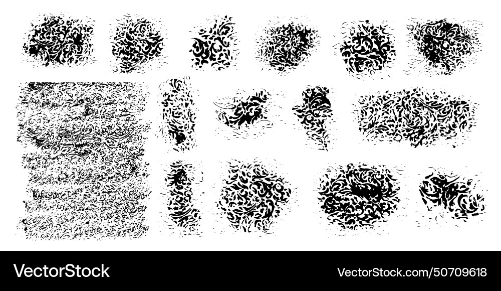 Set of spots black textures old distressed Vector Image