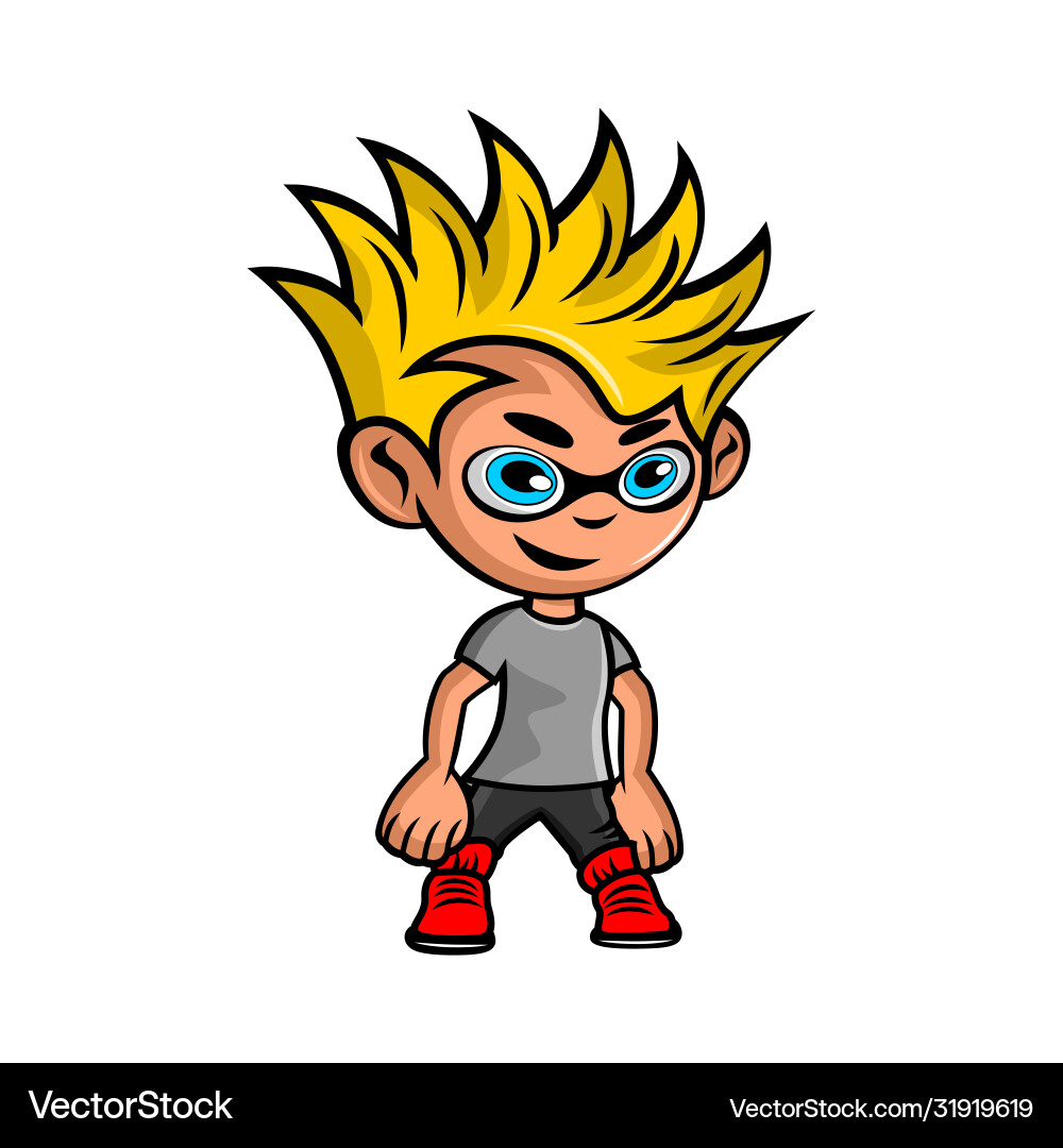 Cartoon boy mascot logo Royalty Free Vector Image