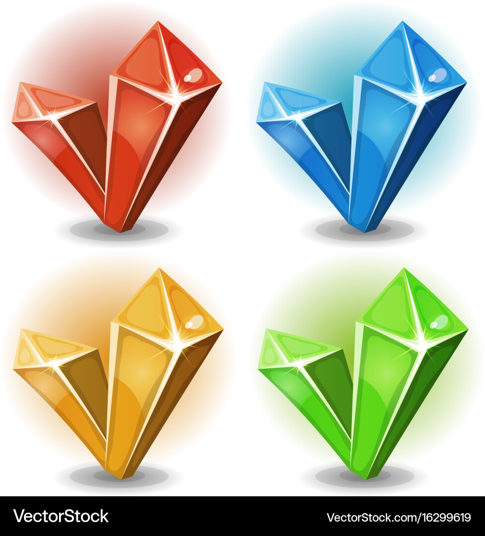 Cartoon gems and diamonds icons Royalty Free Vector Image