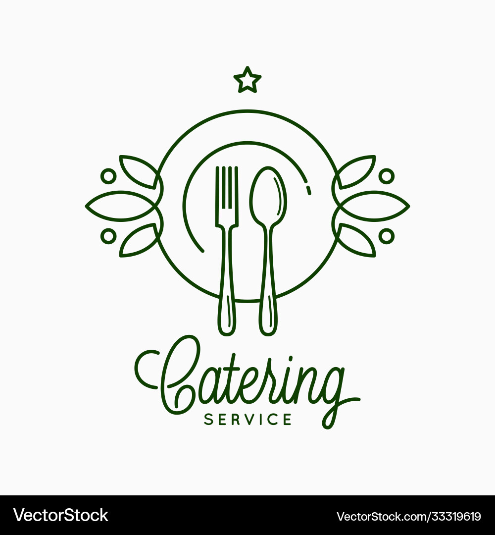 Elegant Catering Logo - Plate & Fork Vector Image