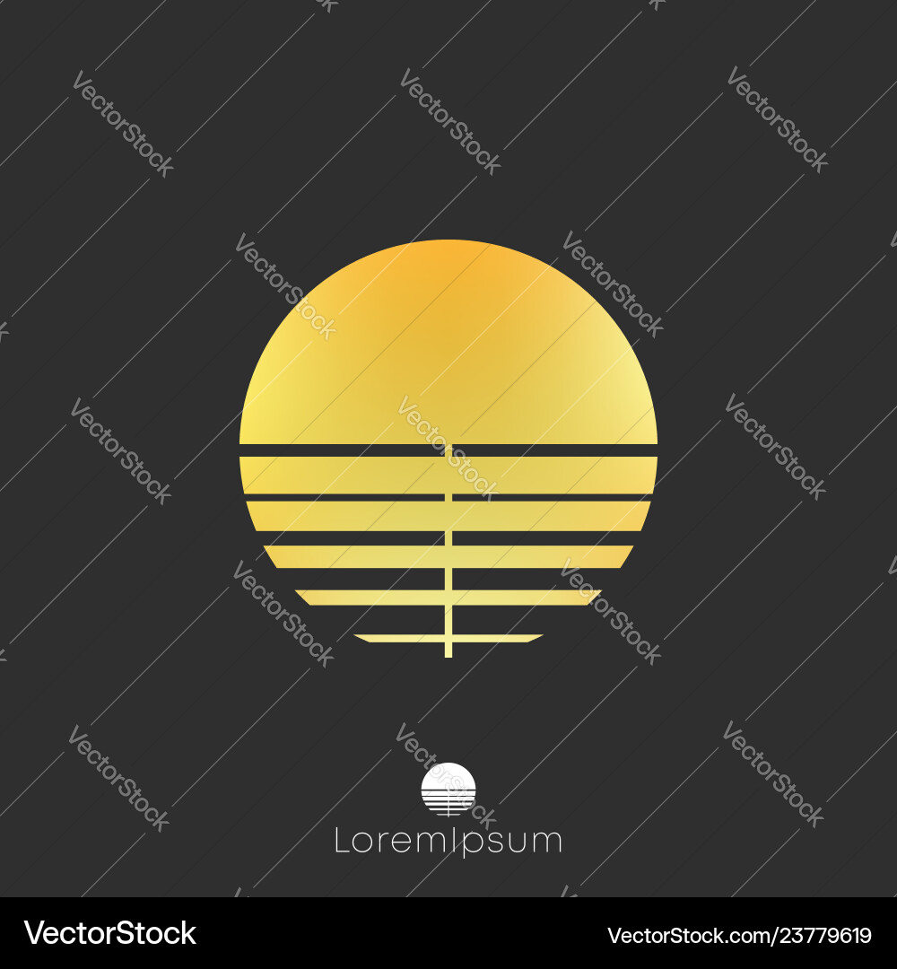 Golden Sun Logo Template Royalty Free Vector Image