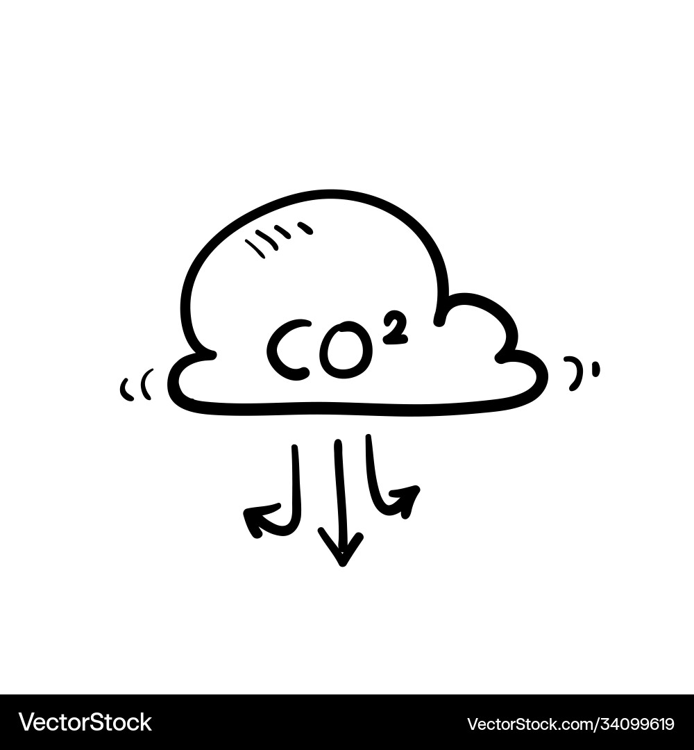 Hand drawn cloud with co2 symbol icon doodle Vector Image