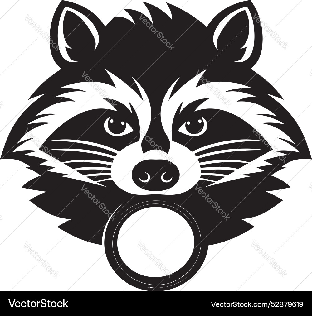 Intricate black raccoon crest minimalistic Vector Image