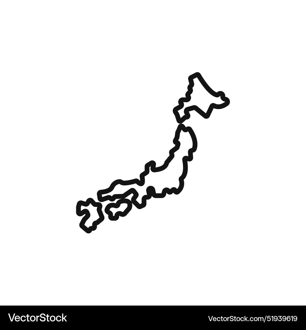 Japan map icon logo sign outline Royalty Free Vector Image