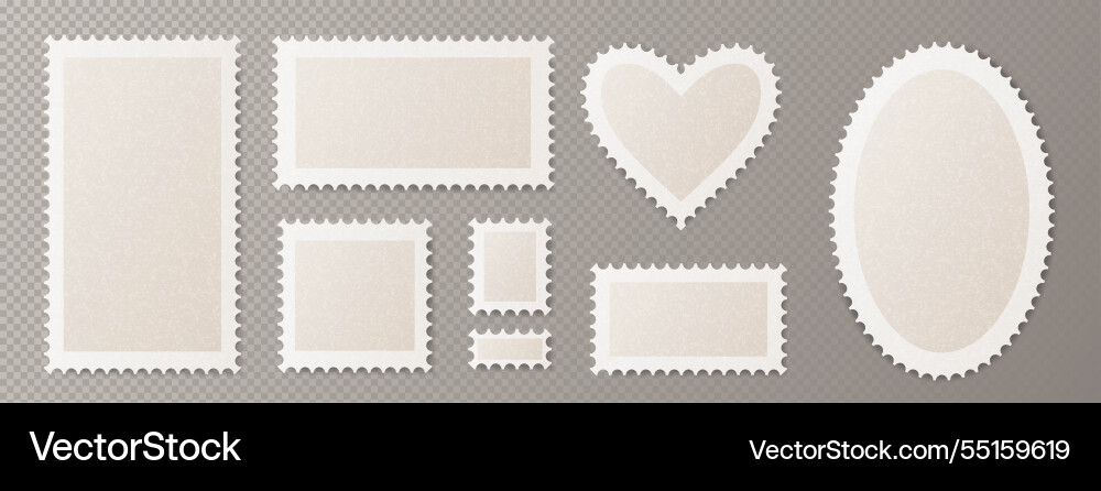 Postcard stamp frames collection in various shapes