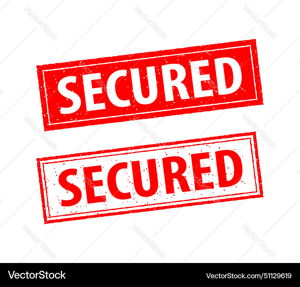 Secured are written on red and white stamps Vector Image