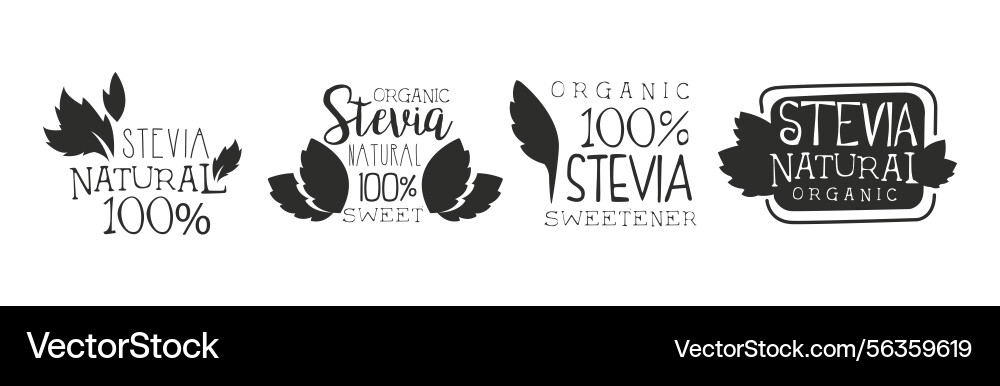 Stevia natural logo and label black design Vector Image