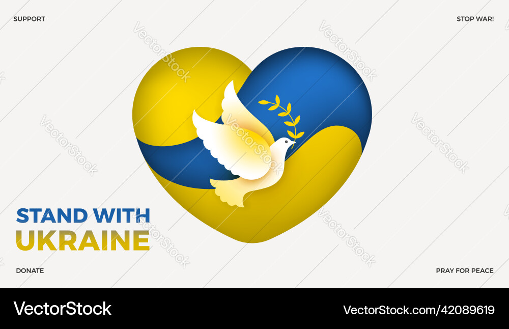 Ukraine peace support icon with dove Royalty Free Vector