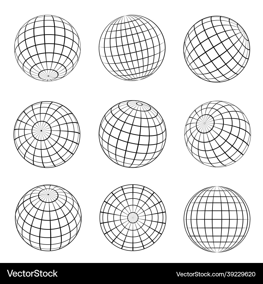 Collection of globe grid Royalty Free Vector Image