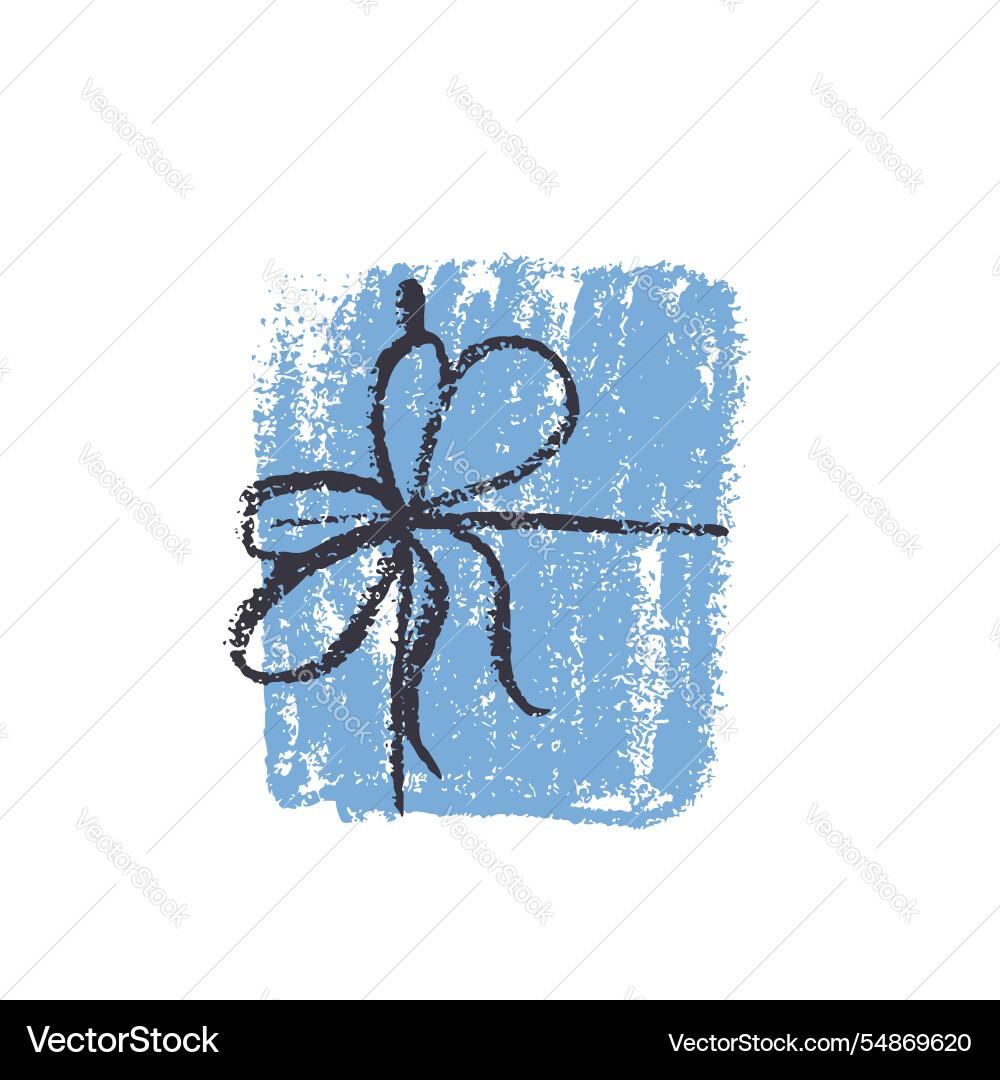 Crayon gift box festive chalk drawing present Vector Image