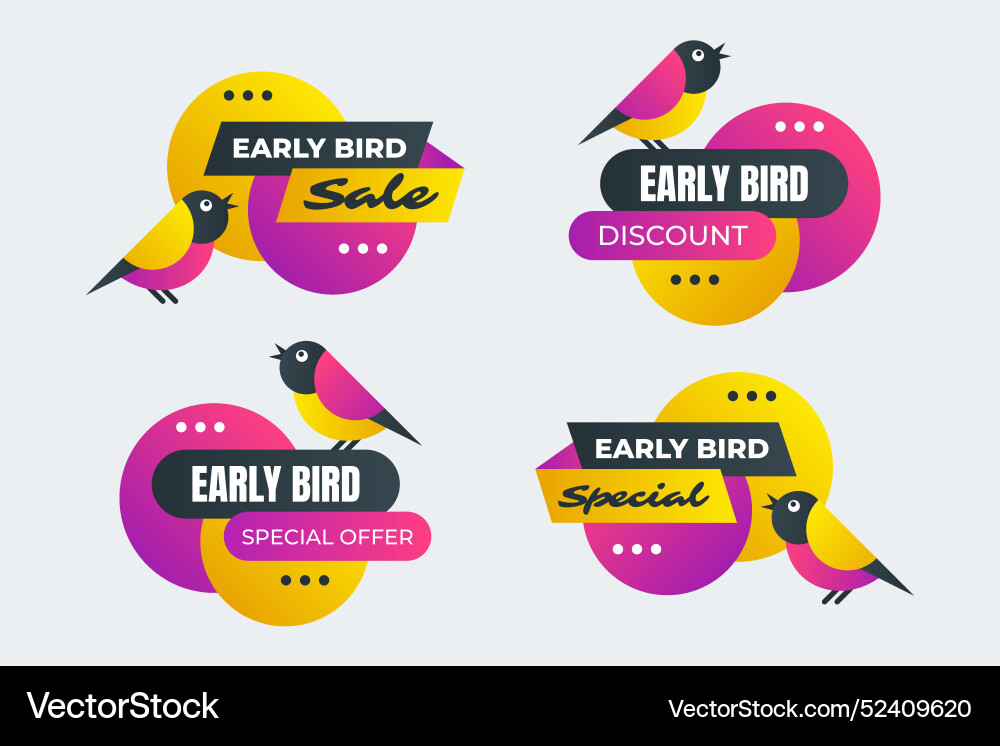 Early bird label collection Royalty Free Vector Image