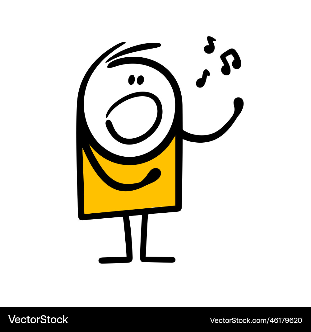 Funny stickman opera singer in the theater Vector Image