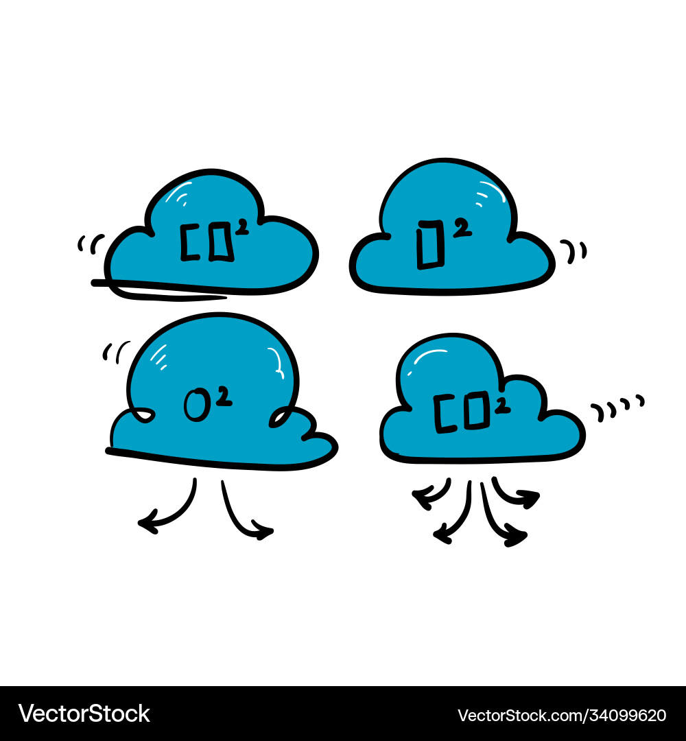 Hand drawn cloud with co2 symbol icon doodle Vector Image