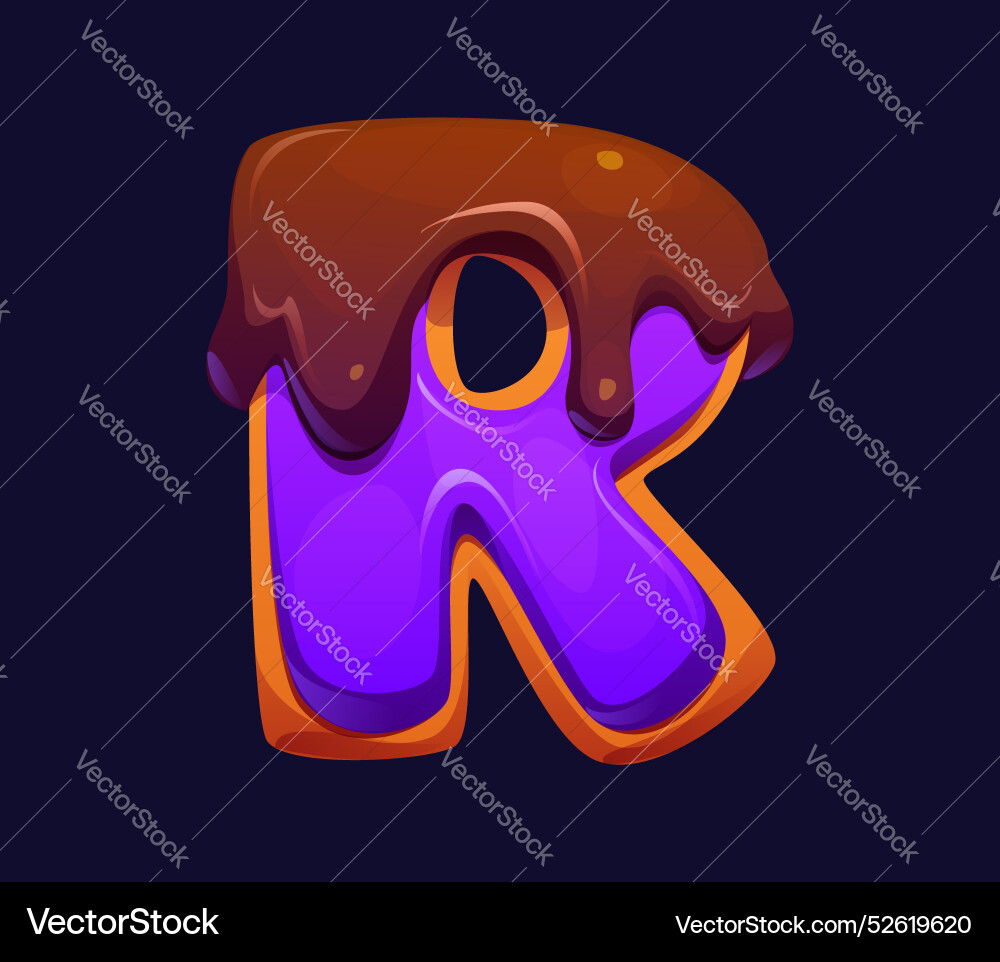 Letter r cartoon candy with a chocolate topping Vector Image