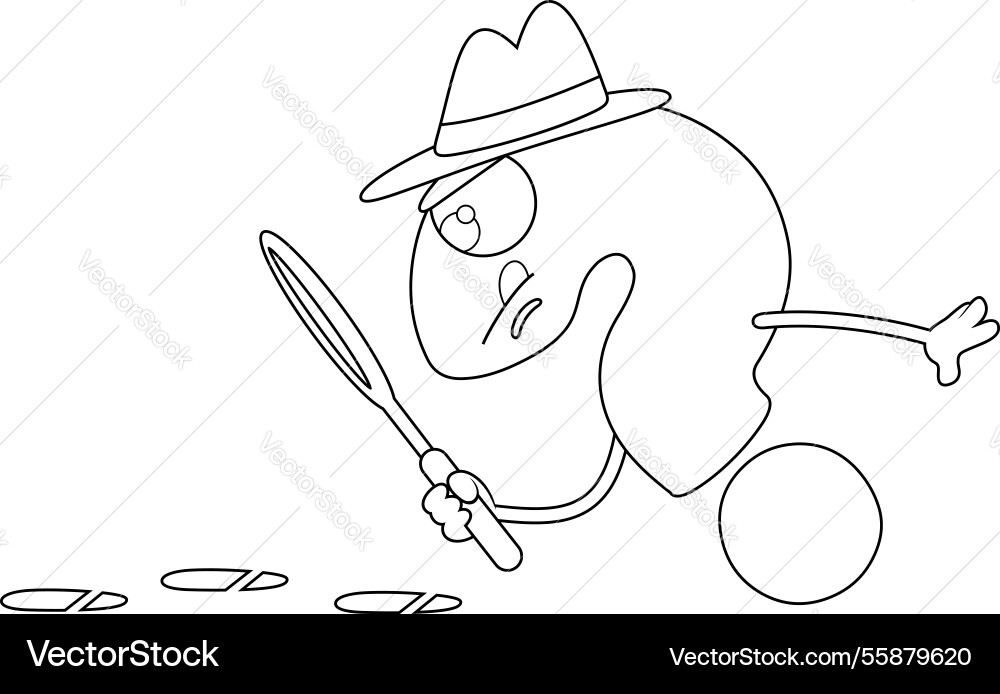 Outlined question mark detective cartoon character