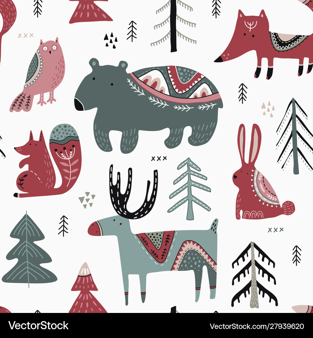 Scandinavian Christmas Pattern Royalty Free Vector Image
