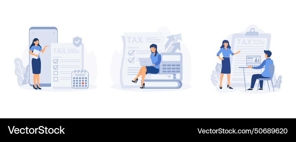 Taxation planning concept characters using tax Vector Image