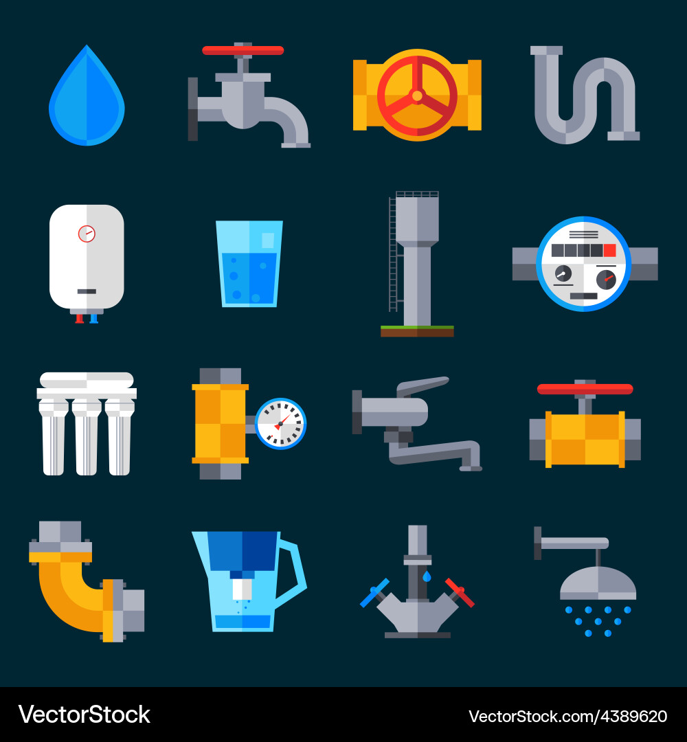 Water supply icons Royalty Free Vector Image - VectorStock