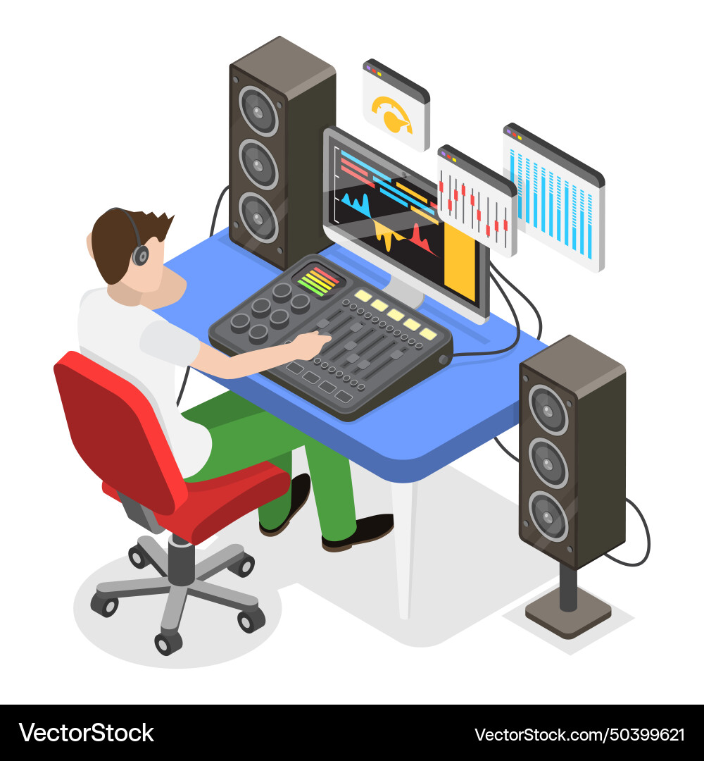 3d isometric flat of sound Royalty Free Vector Image