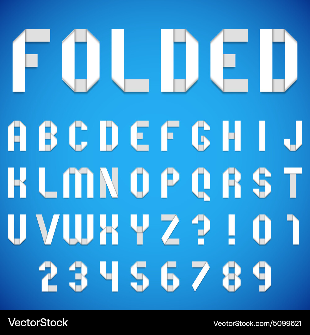 Folded Paper Alphabet Font Royalty Free Vector Image