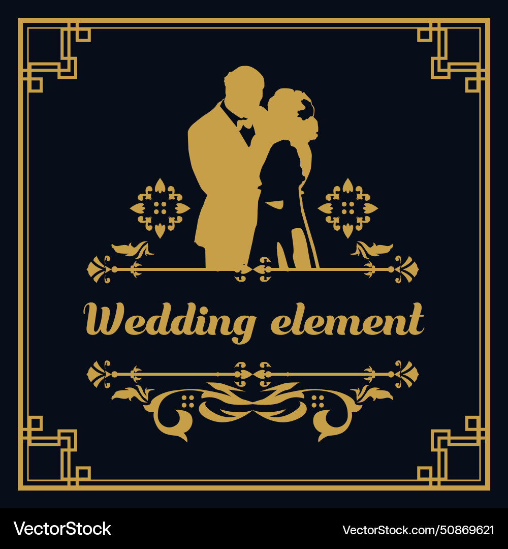 Luxury square wedding invitation card template Vector Image