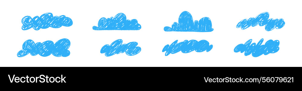 Pastel crayon clouds with chalky texture Vector Image