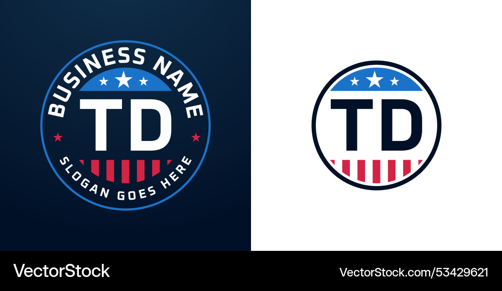 Patriotic td logo design letter td logo with Vector Image