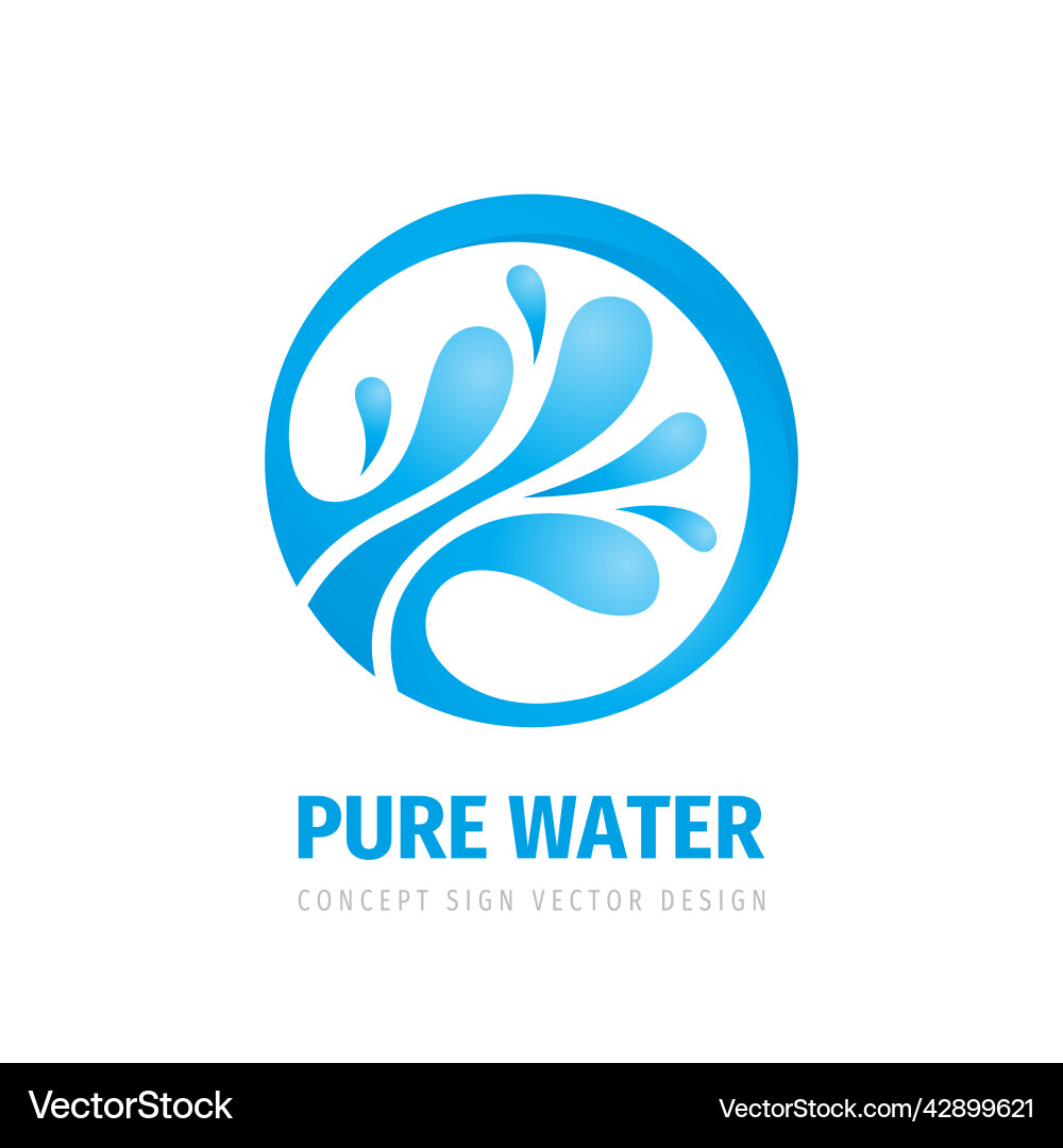 Pure water drops - logo template concept Vector Image
