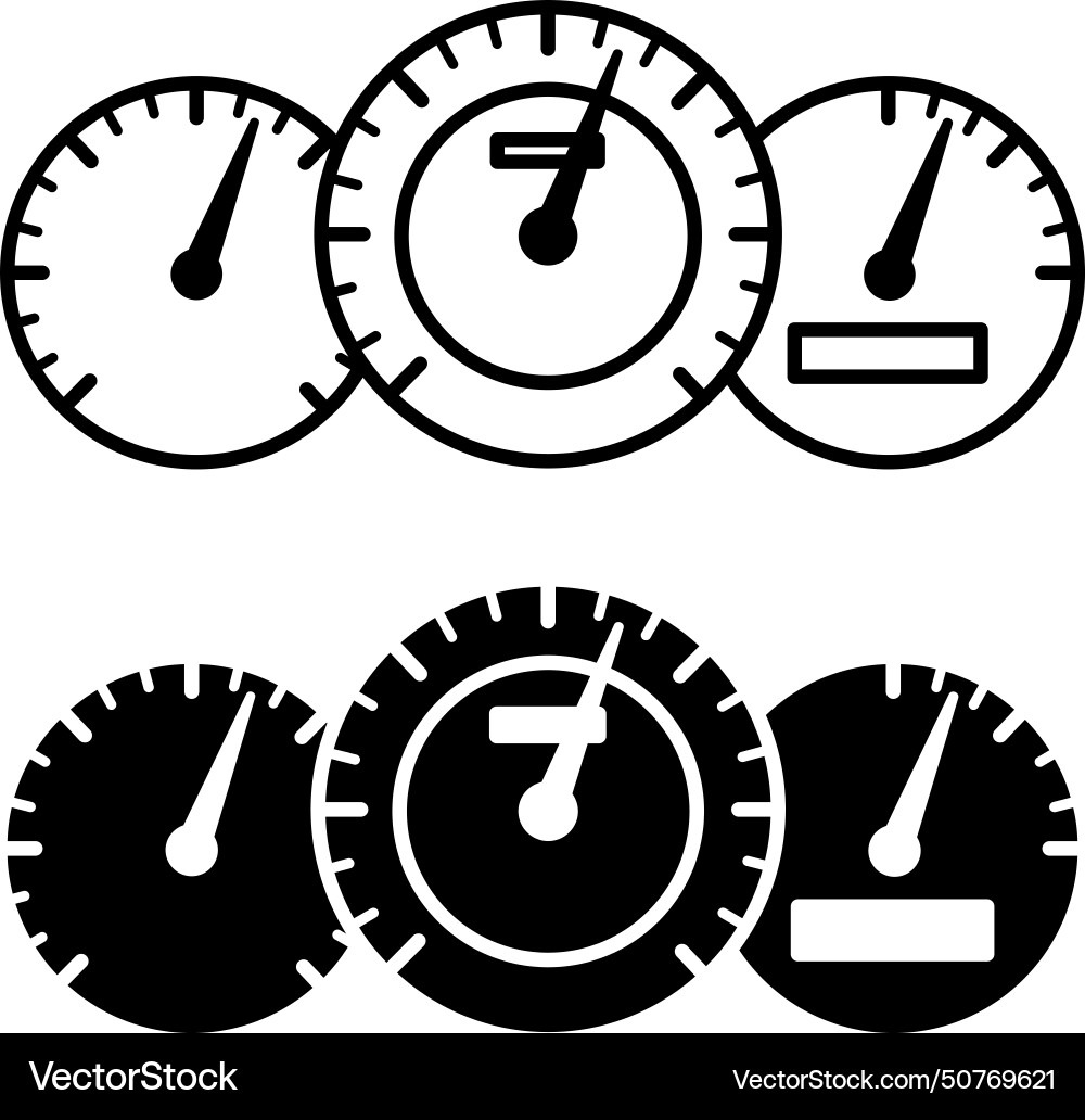 Speedometer icons black and white Royalty Free Vector Image