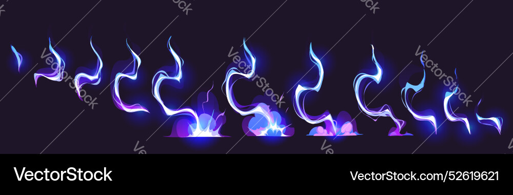 Thunder bolt blue strike lightning game sprite fx Vector Image