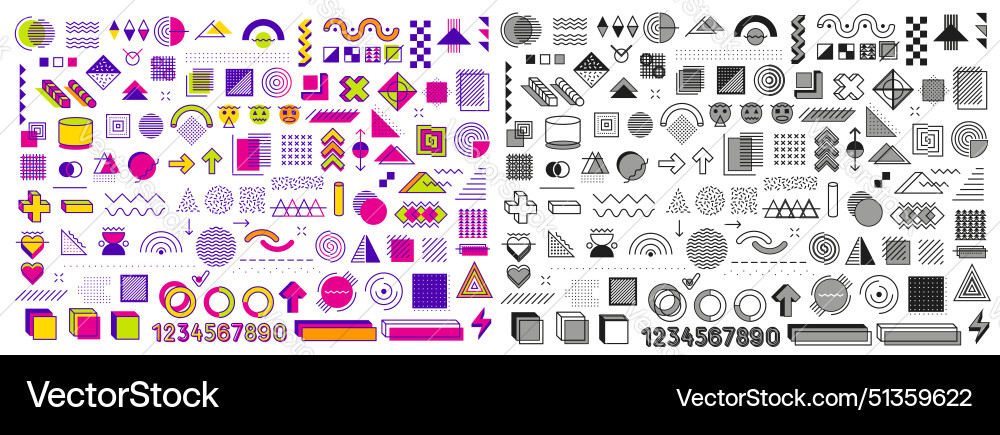 Abstract memphis geometric shapes set Royalty Free Vector