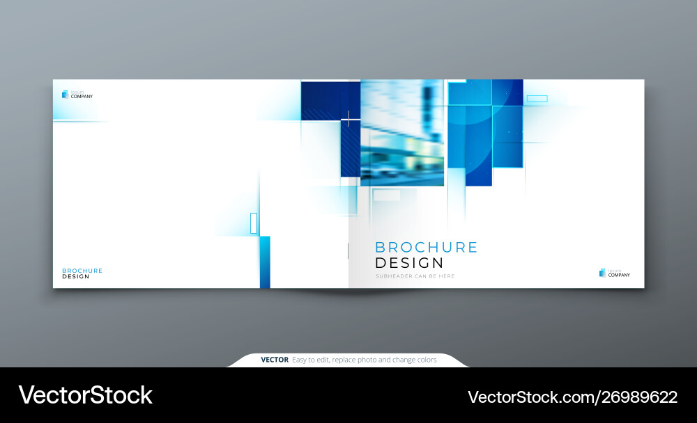 Blue horizontal cover template layout design Vector Image