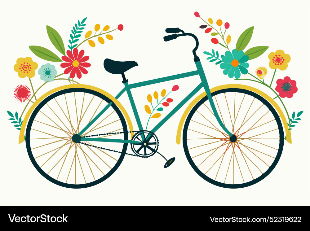 Cycle decoration by flower bouquet l Royalty Free Vector