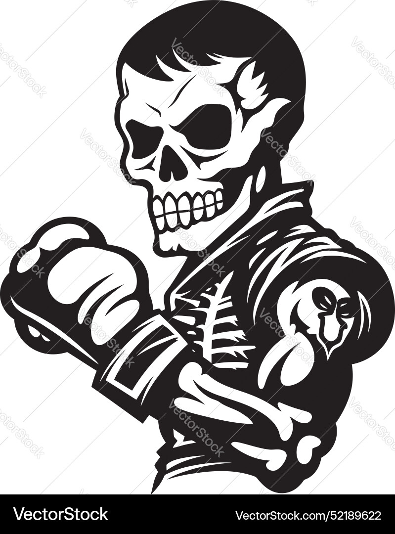 Death match skeleton boxing black logo design Vector Image