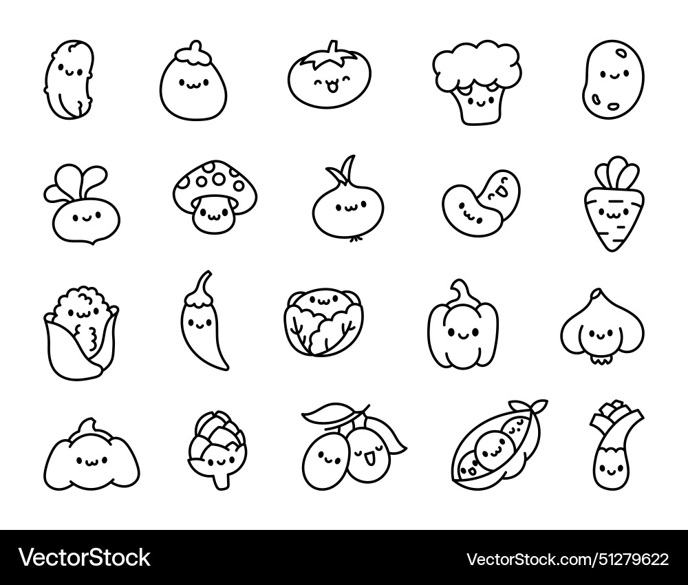 Funny cartoon vegetables coloring page Royalty Free Vector