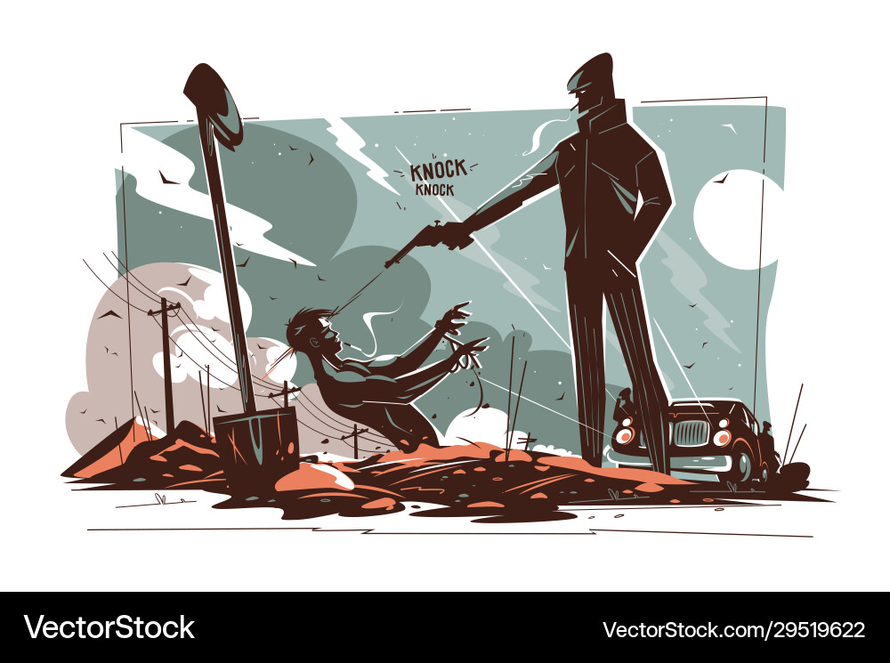 Gangsters killing man Royalty Free Vector Image