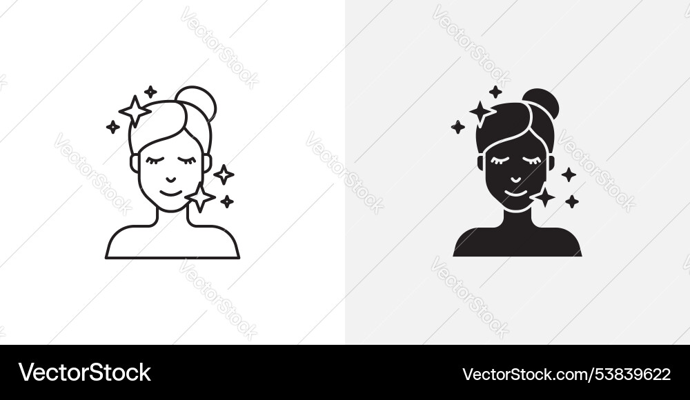 Glowing skin icon set Royalty Free Vector Image