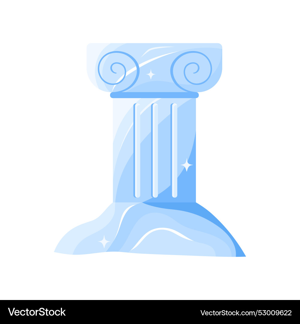 Ice antique column shining icy pillar for classic Vector Image