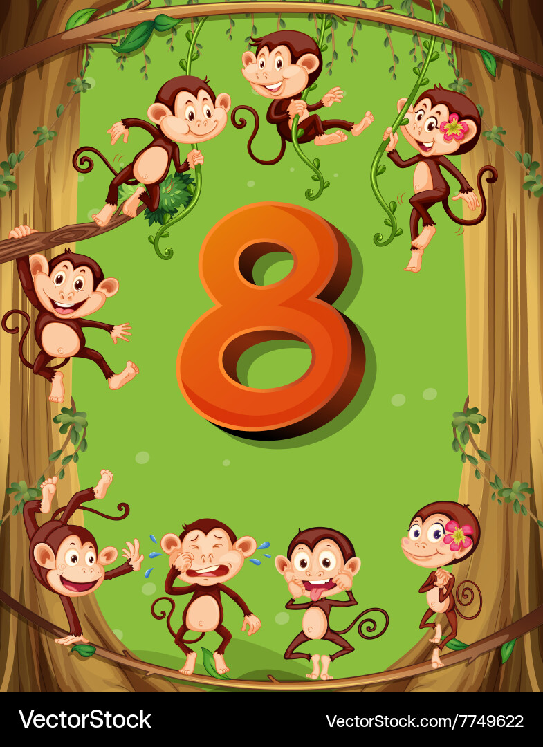Monkey Flash Card Vector Images (94)