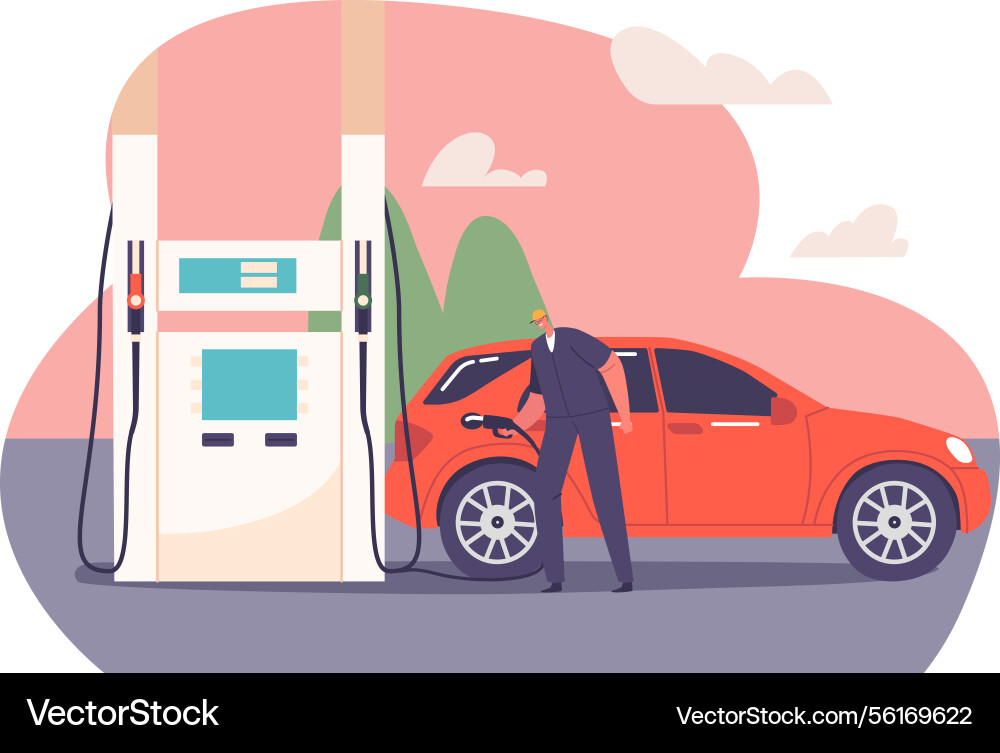 Refueling car at gas station Royalty Free Vector Image