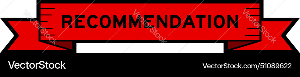 Ribbon label banner with word recommendation Vector Image