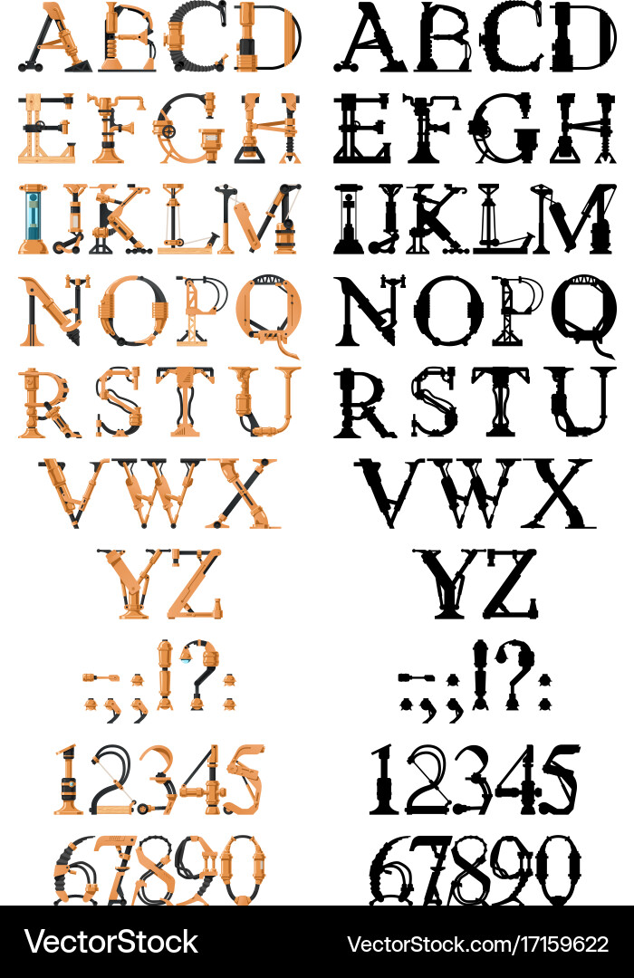 Numeral Alphabet Steampunk Vector Images (60)