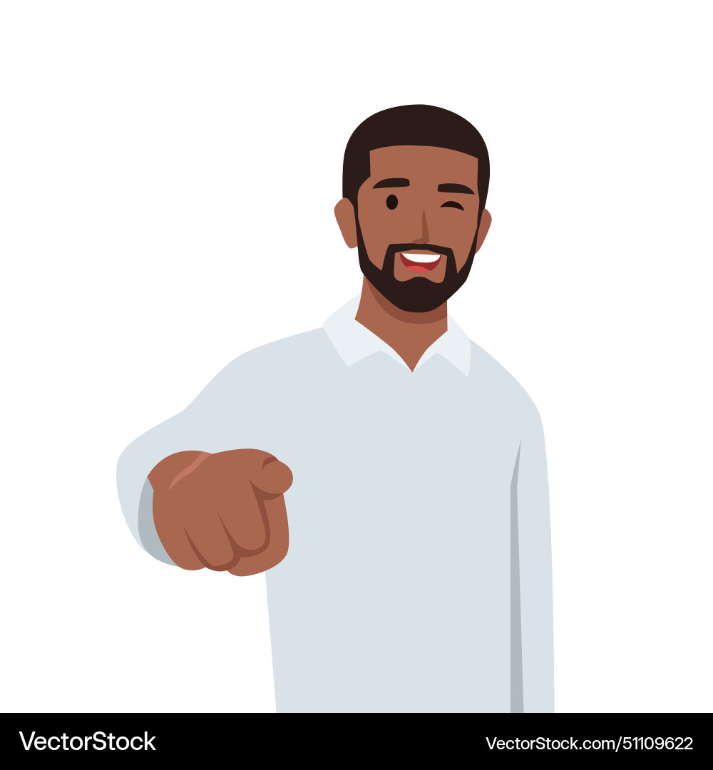 Young man saying i want you while pointed forward Vector Image
