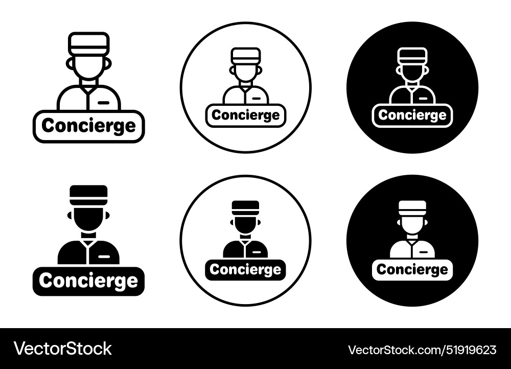 Concierge icon collection of outline thin line Vector Image