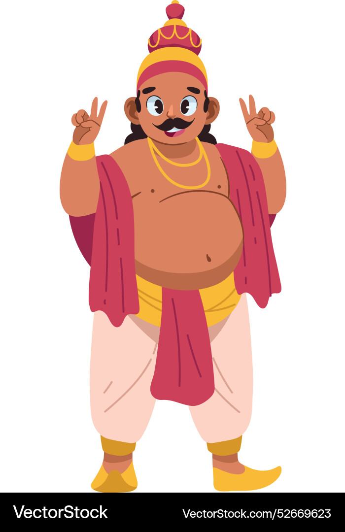 King mahabali cartoon character Royalty Free Vector Image